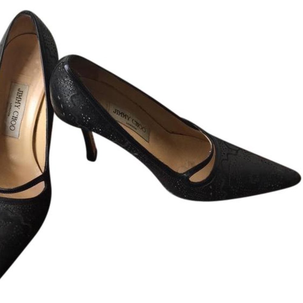 Jimmy Choo Black Laser Stiletto Pumps - Gem
